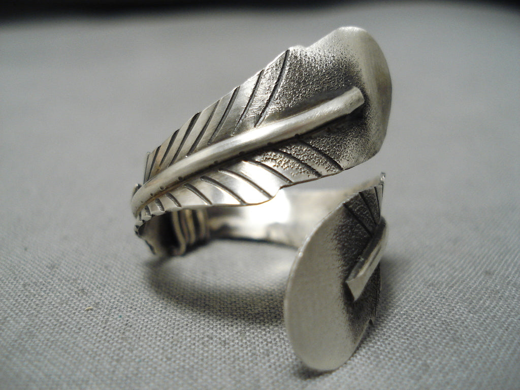 Tremendous Vintage Navajo Feathers Sterling Silver Native American Rin ...