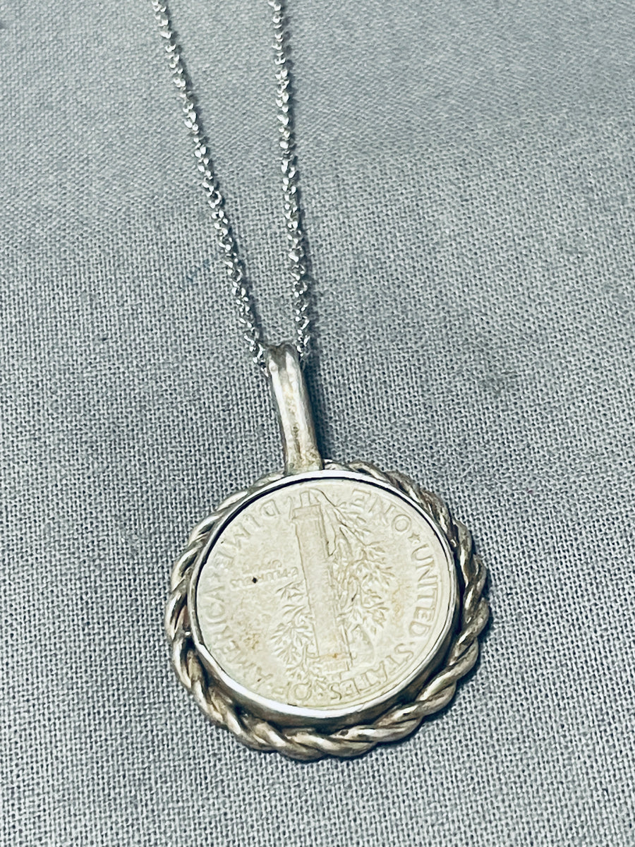 One Of A Kind Vintage Native American Navajo Sterling Silver Dime Neck ...
