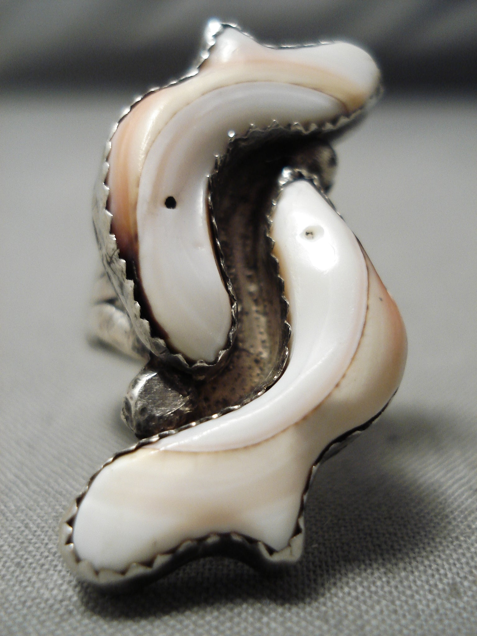 Very Rare White Coral Dolphins Vintage Native American Navajo Sterling ...