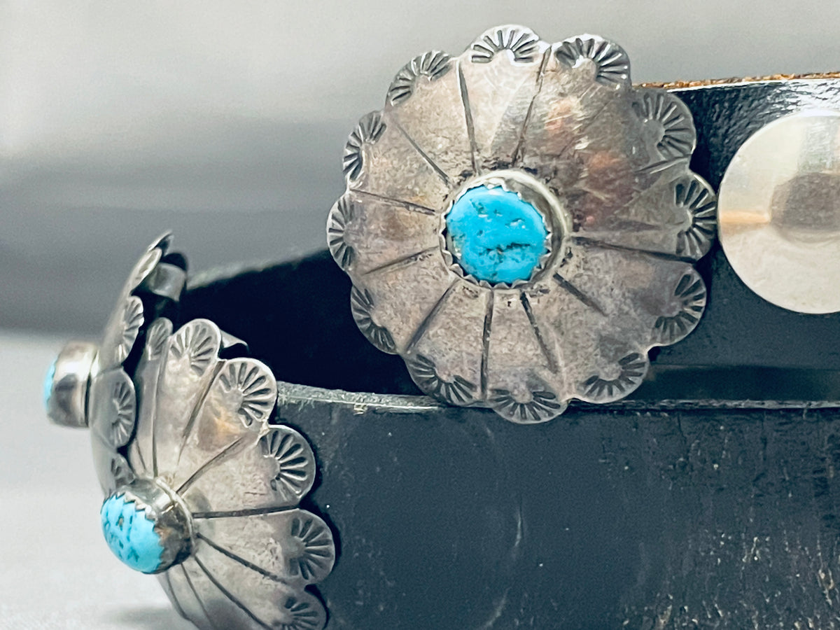 Spectacular Vintage Native American Navajo Old Kingman Turquoise Sterl ...