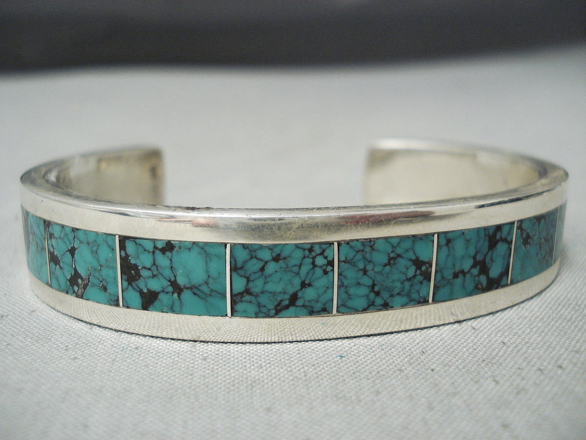 Coonsis Vintage Native American Zuni Spiderweb Turquoise Sterling Silv ...