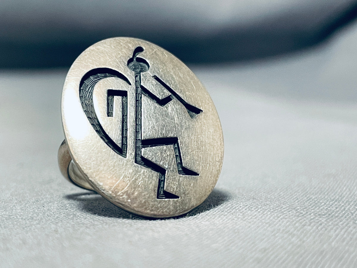 Impressive Vintage Native American Hopi Sterling Silver Kokopelli Ring ...