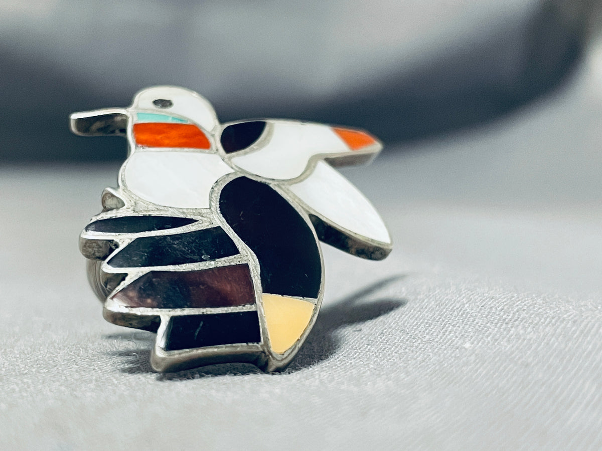Adorable Vintage Native American Zuni Mother Of Pearl Sterling Silver ...