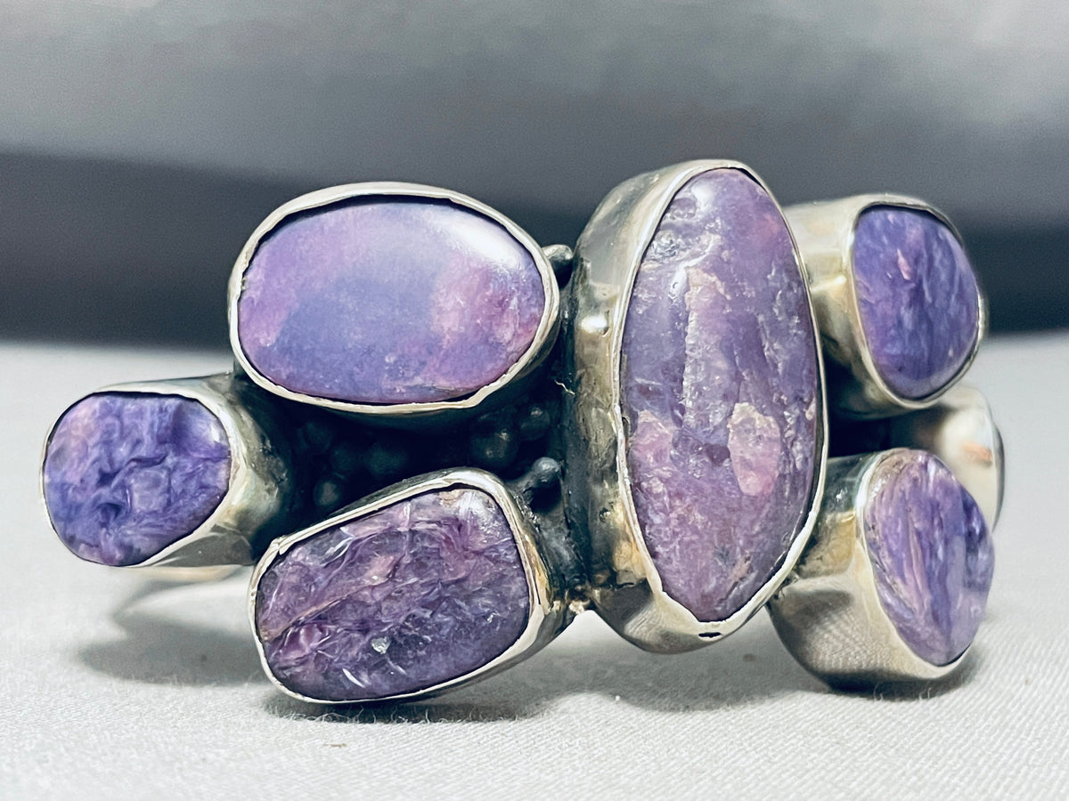 Native American Chunky Charoite Flower Cluster Vintage Southwest Sterl ...