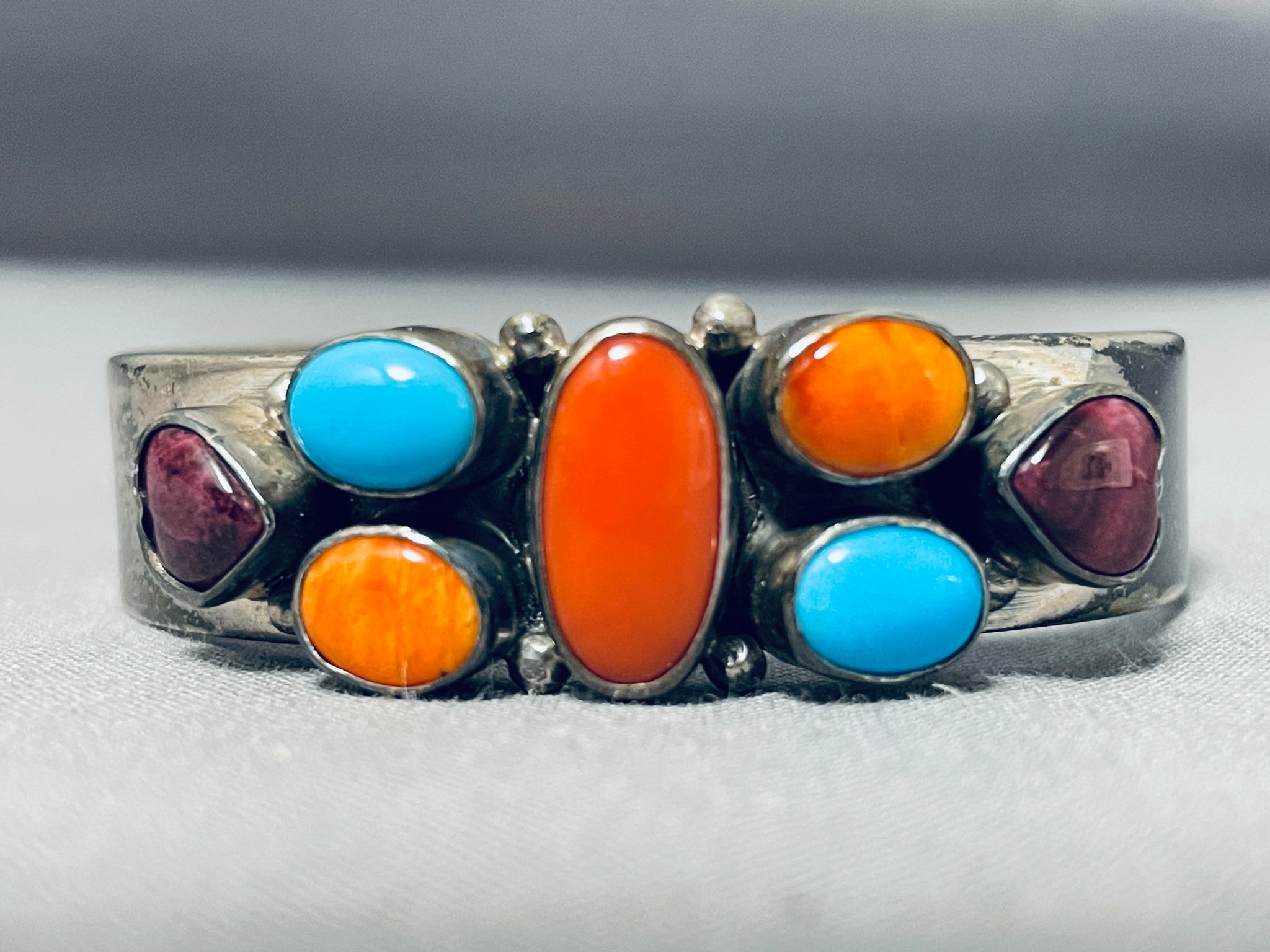 Roie Jaque Vintage Native American Navajo Colorful Turquoise Sterling ...