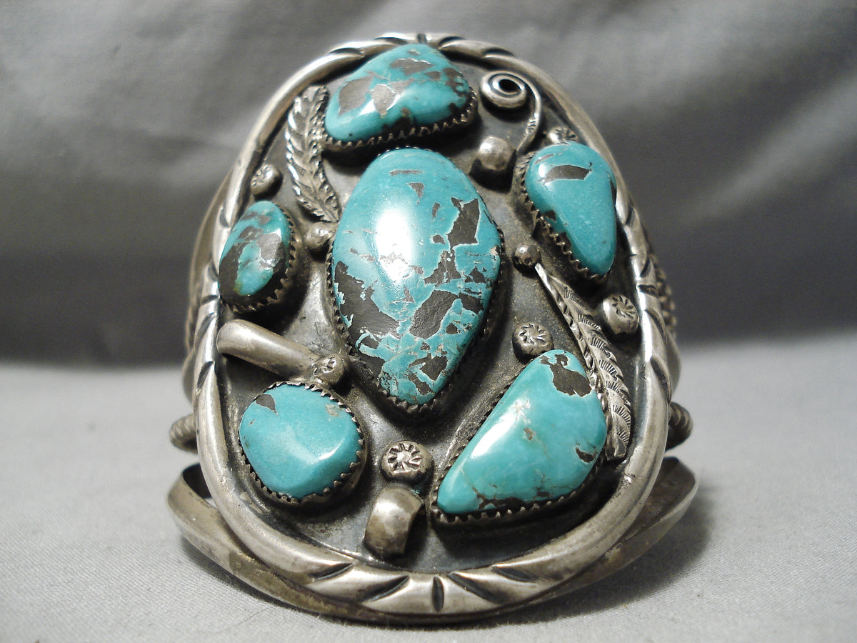 Monumental Vintage Native American Navajo Alice Sam Turquoise Sterling ...