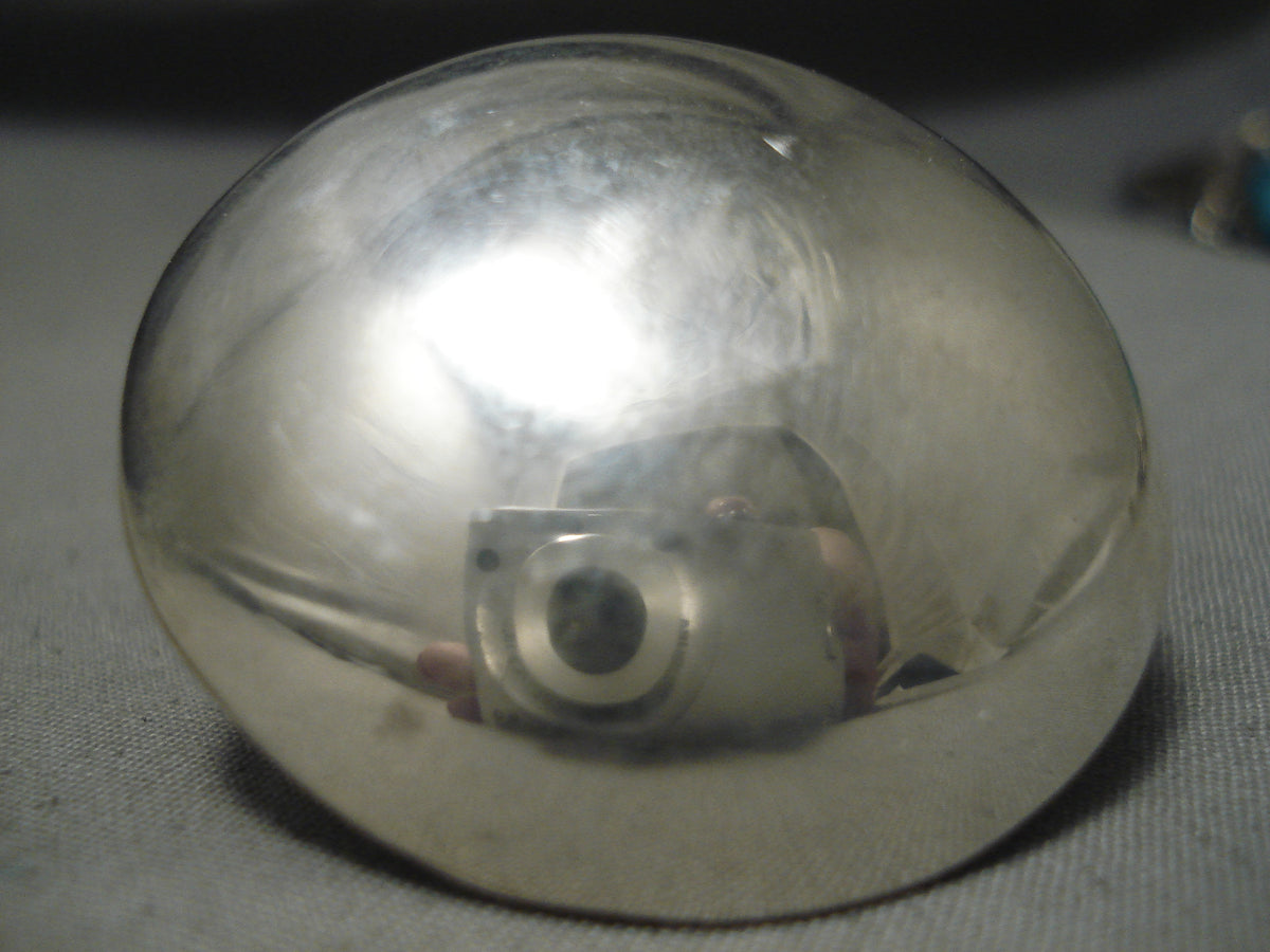 One Of The Biggest Native American Navajo Sterling Silver Button Ring ...