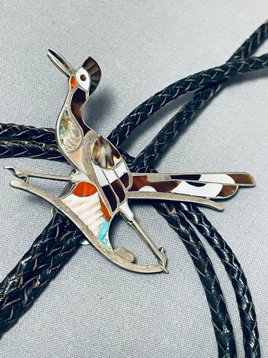 Remarkable Vintage Native American Zuni Sterling Silver Roadrunner Bol ...