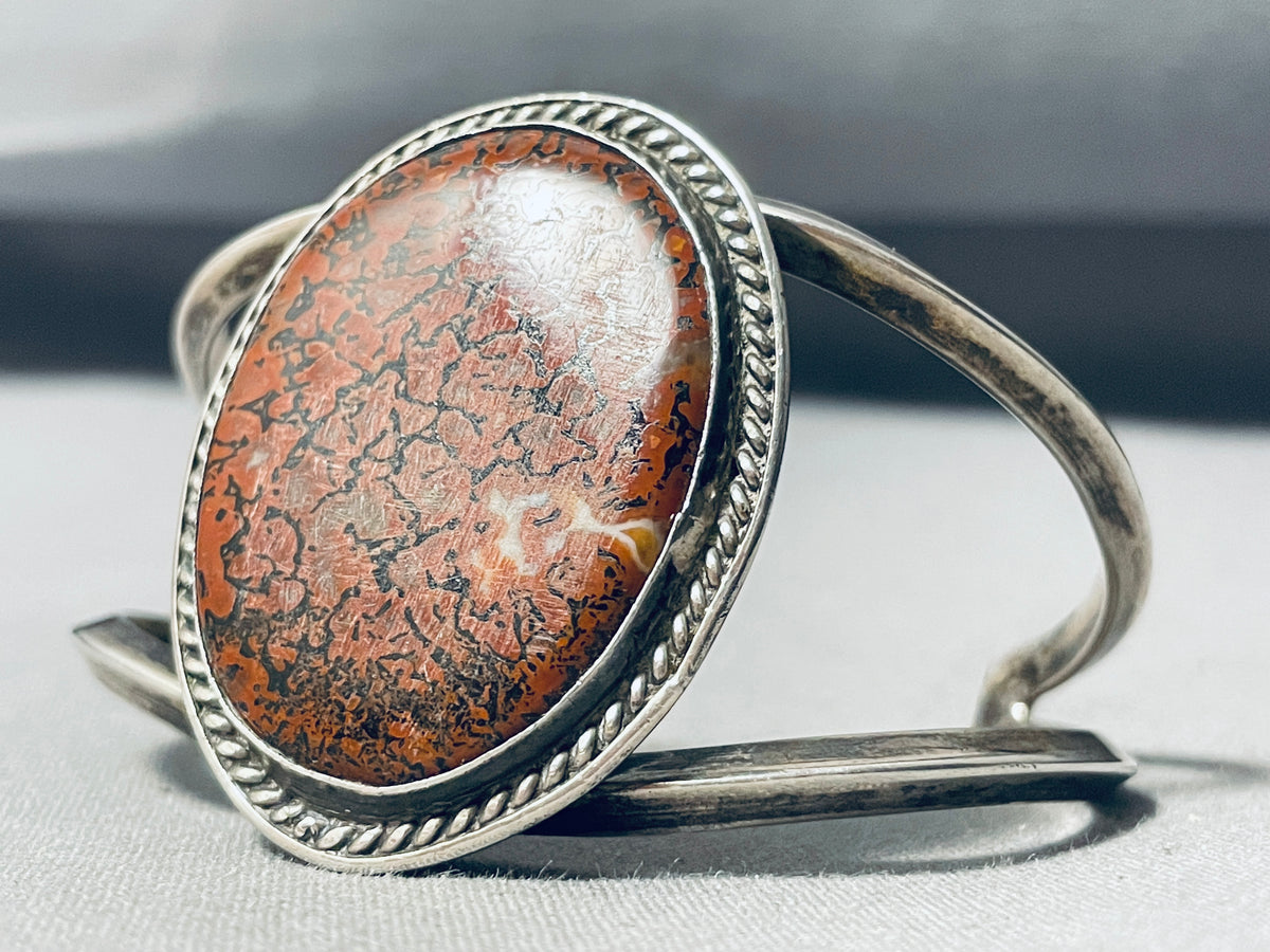 Very Rare Dinosaur Fossil Vintage Native American Navajo Sterling Silv ...