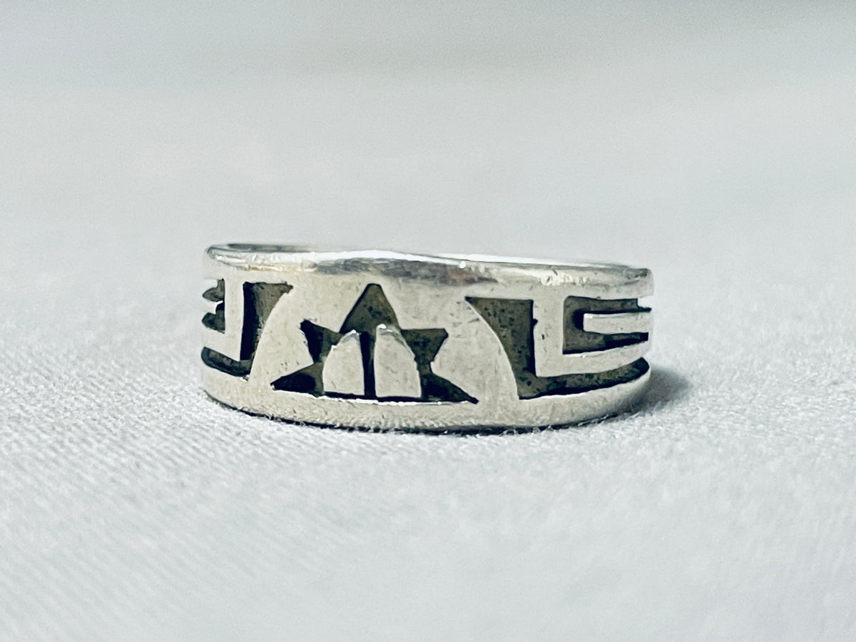 Impressive Vintage Native American Hopi Sterling Silver Band Ring ...