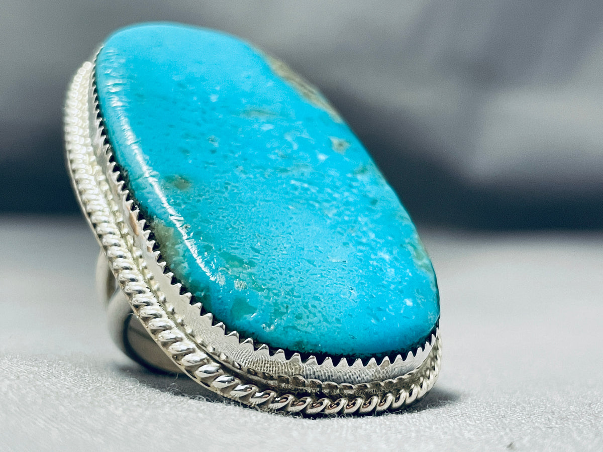 Signed Tso Family Native American Navajo Blue Gem Turquoise Sterling S ...