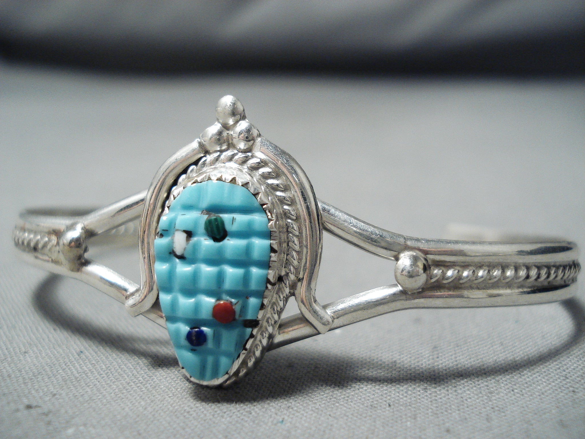 Intricate Bev Etsate Vintage Native American Zuni Turquoise Corn Sterl ...