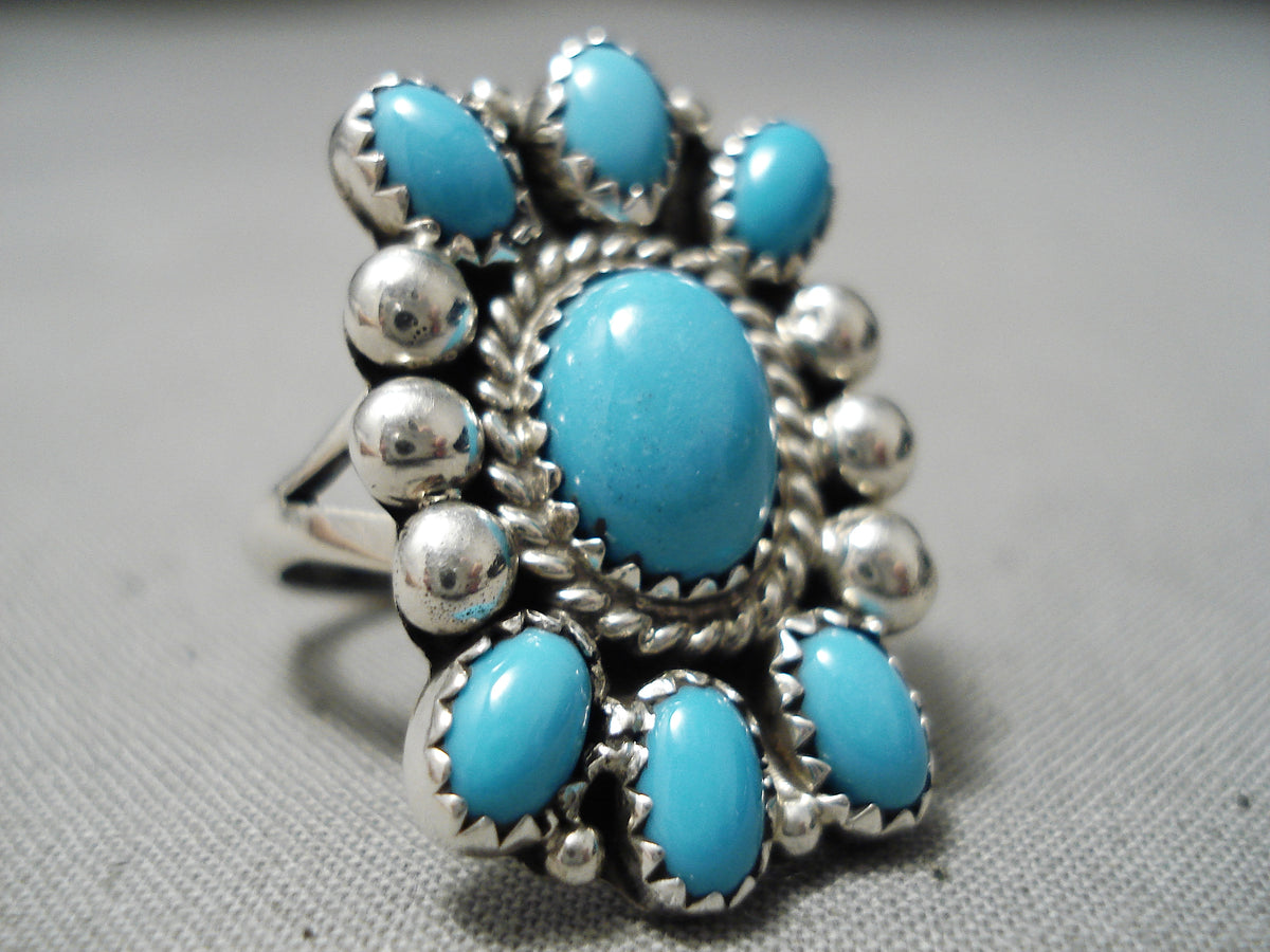 Incredible Vintage Native American Navajo Sky Blue Turquoise Sterling ...