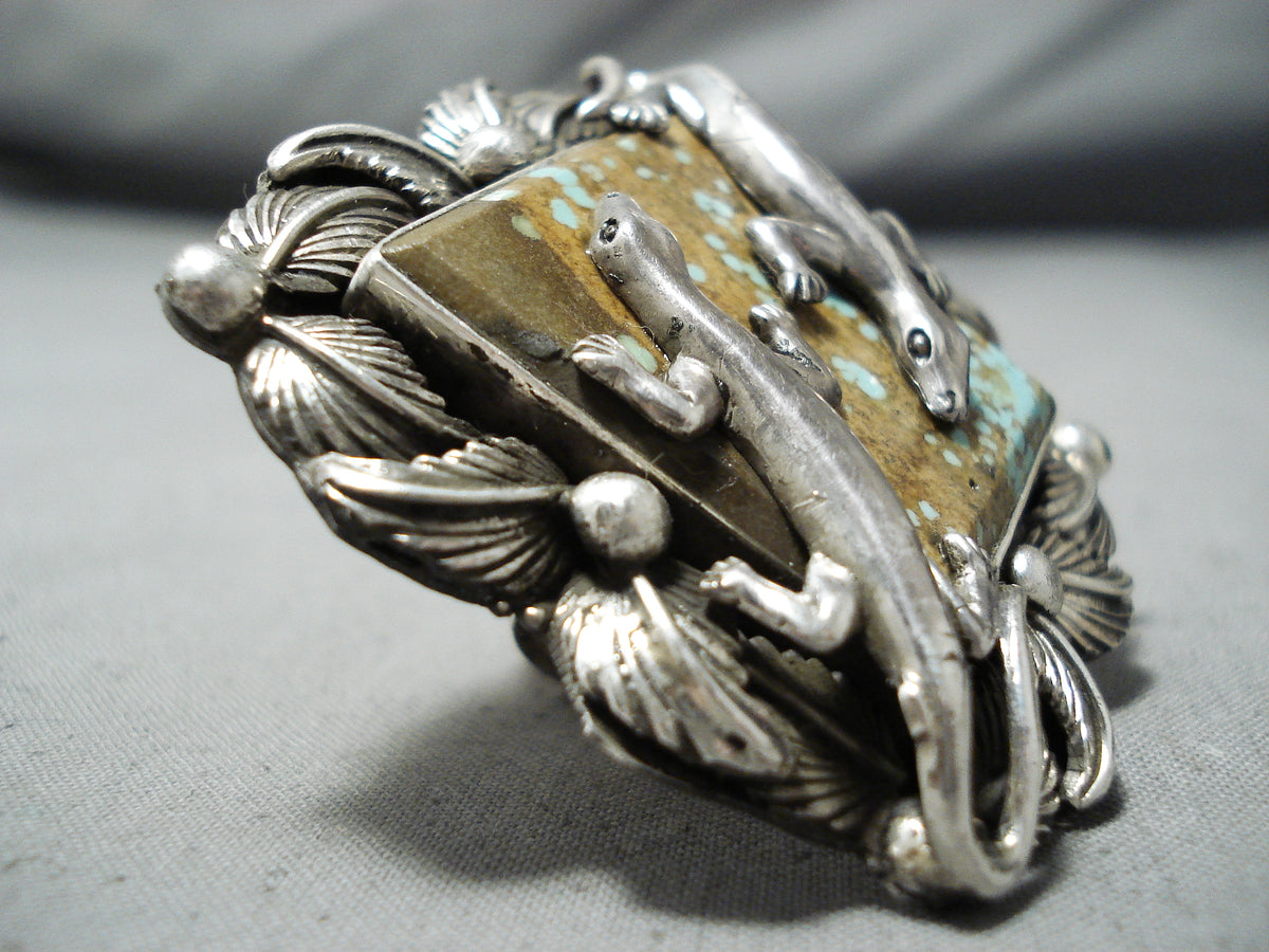 Big Lizard #8 Turquoise Sterling Silver Native American Ring – Nativo Arts