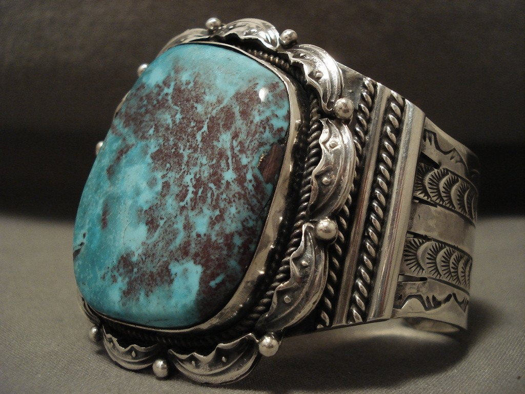 98 Grams Huge Navajo 'Blueberry Turquoise' Native American Jewelry Sil ...