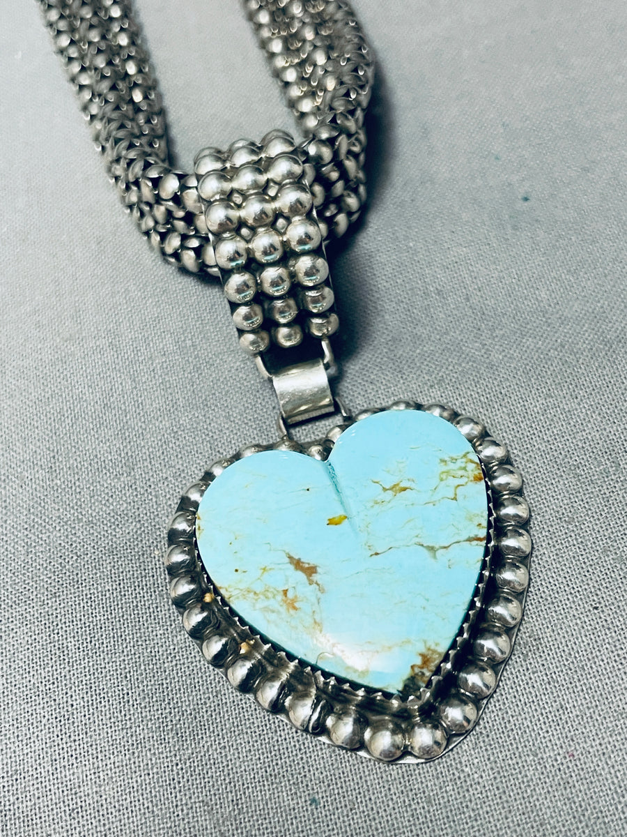 Gorgeous Vintage Southwest Turquoise Heart Sterling Silver Necklace ...