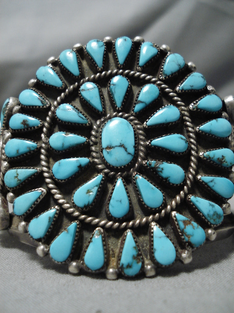 Magnificent Vintage Native American Navajo Sky Blue Turquoise Sterling ...