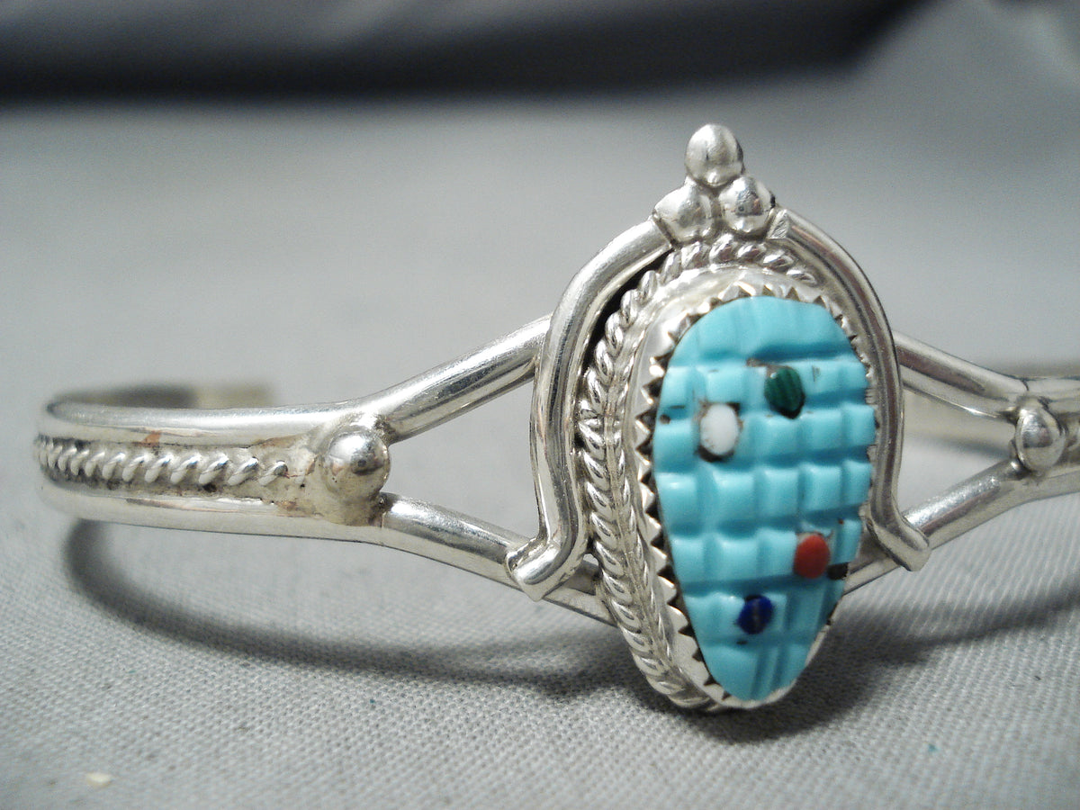 Intricate Bev Etsate Vintage Native American Zuni Turquoise Corn Sterl ...