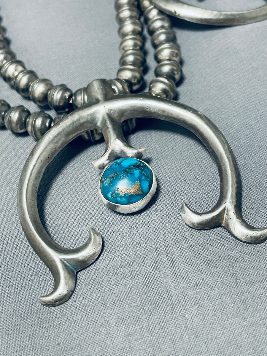 Authentic Native American Turquoise Sterling Silver Squash Blossom Nec ...