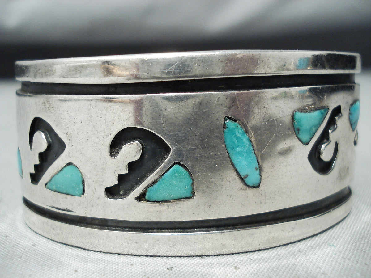 Authentic Vintage Hopi Native American Navajo Turquoise Inlay Sterling ...