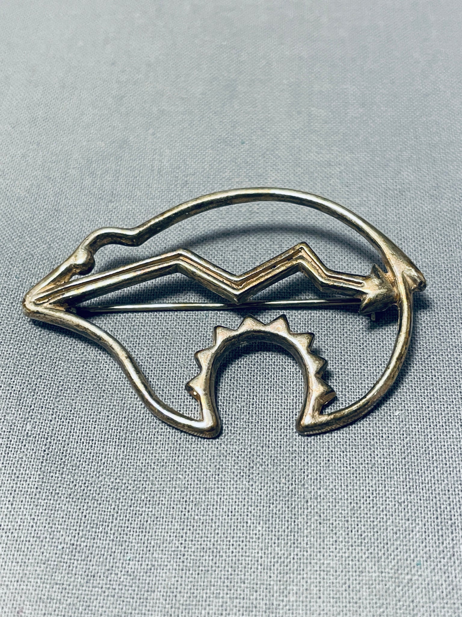 Authentic Vintage Native American Navajo Sterling Silver Grizzly Pin ...