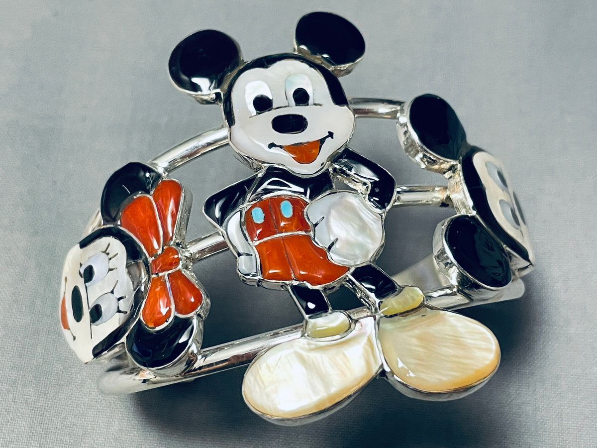 Best Native American Mickey Mouse Coral Sterling Silver Bracelet ...