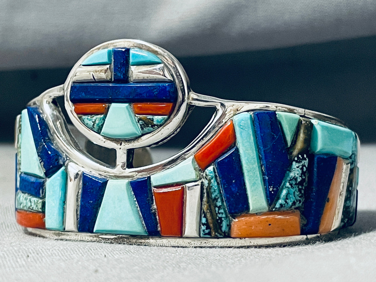 Charles Chee Vintage Native American Navajo Turquoise Inlay Sterling S ...