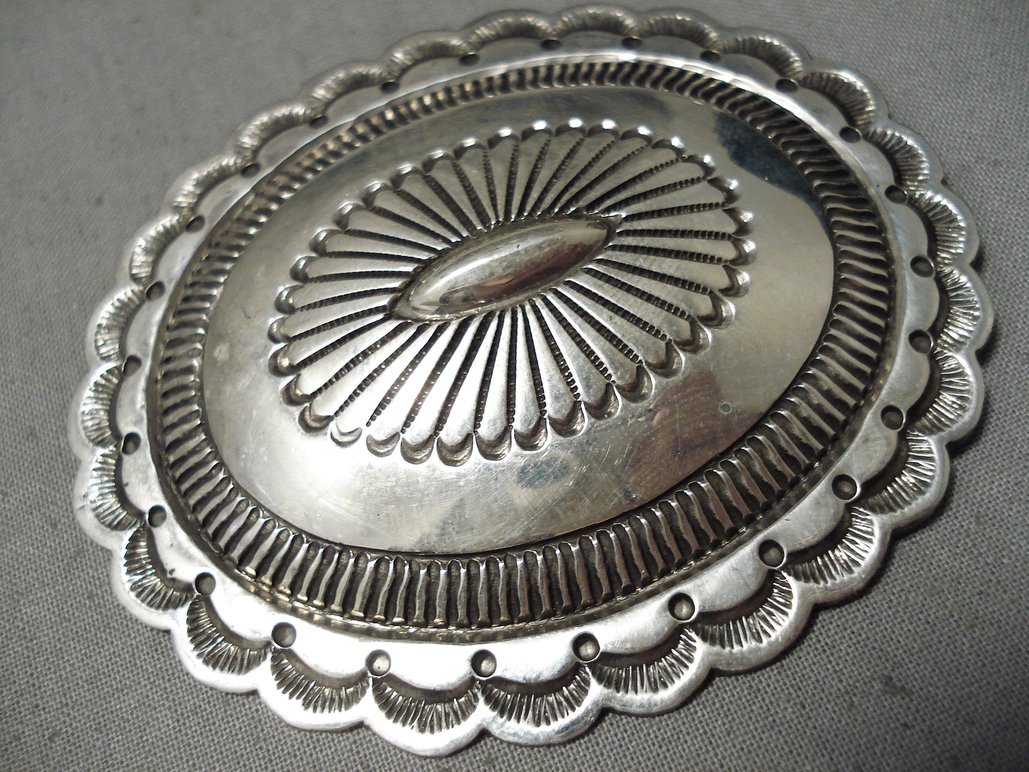 Elaborate Vintage Native American Navajo Sterling Silver Concho Pin Ol ...