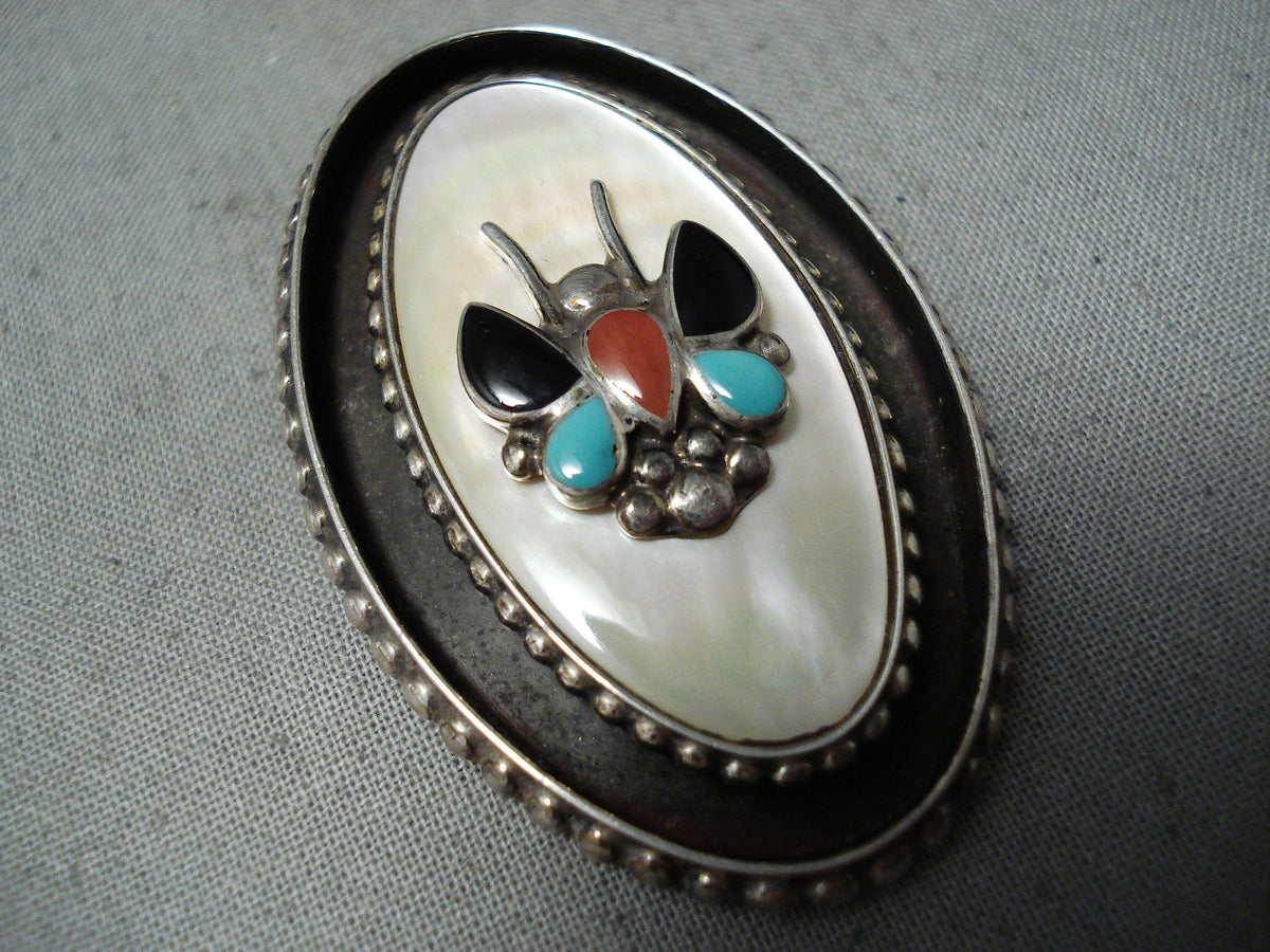 Exceptional Vintage Native American Zuni Mother Of Pearl Sterling Silv ...
