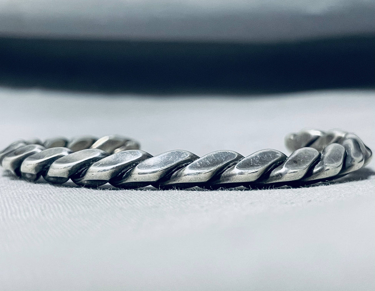 Hand Twisted Vintage Native American Navajo Sterling Silver Coiled Bra ...