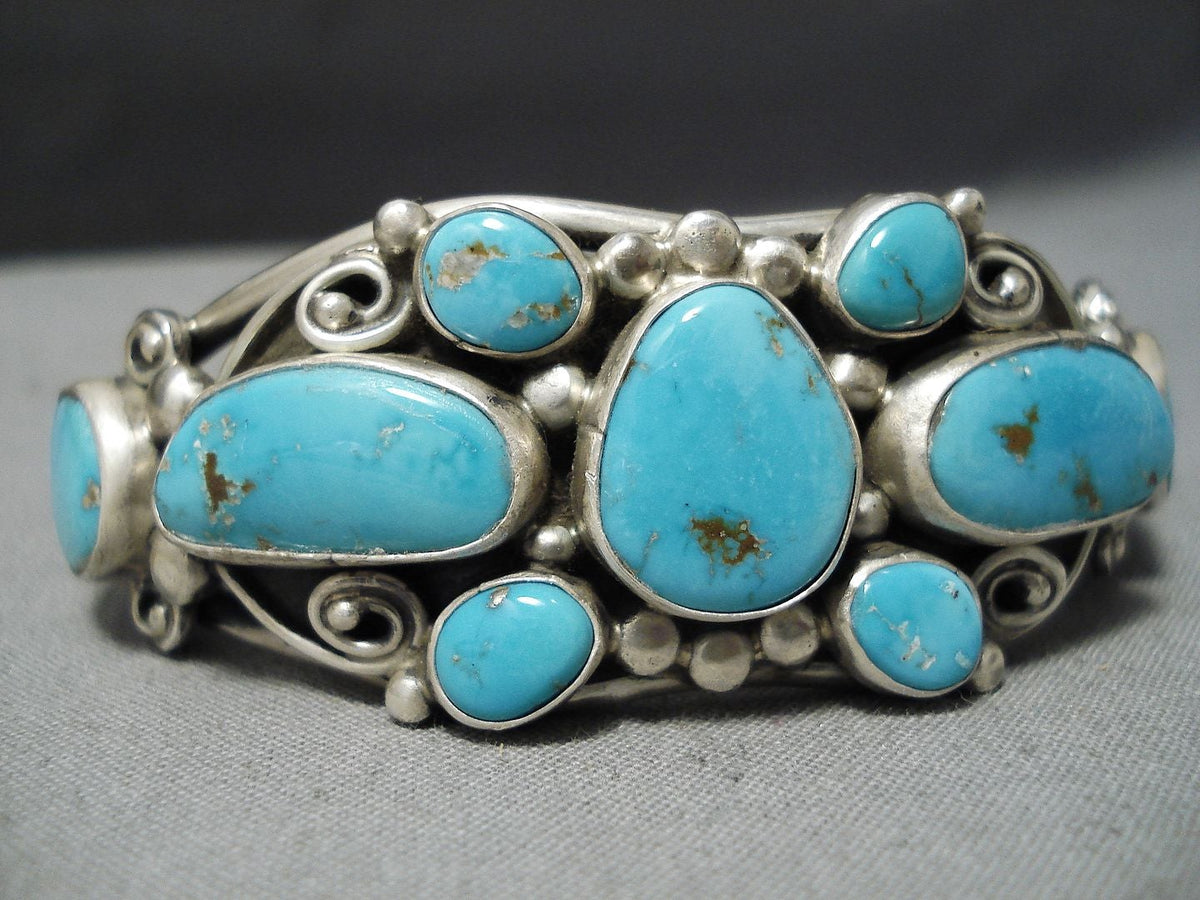Important Verdy Jake Native American Navajo Blue Gem Turquoise Sterlin ...