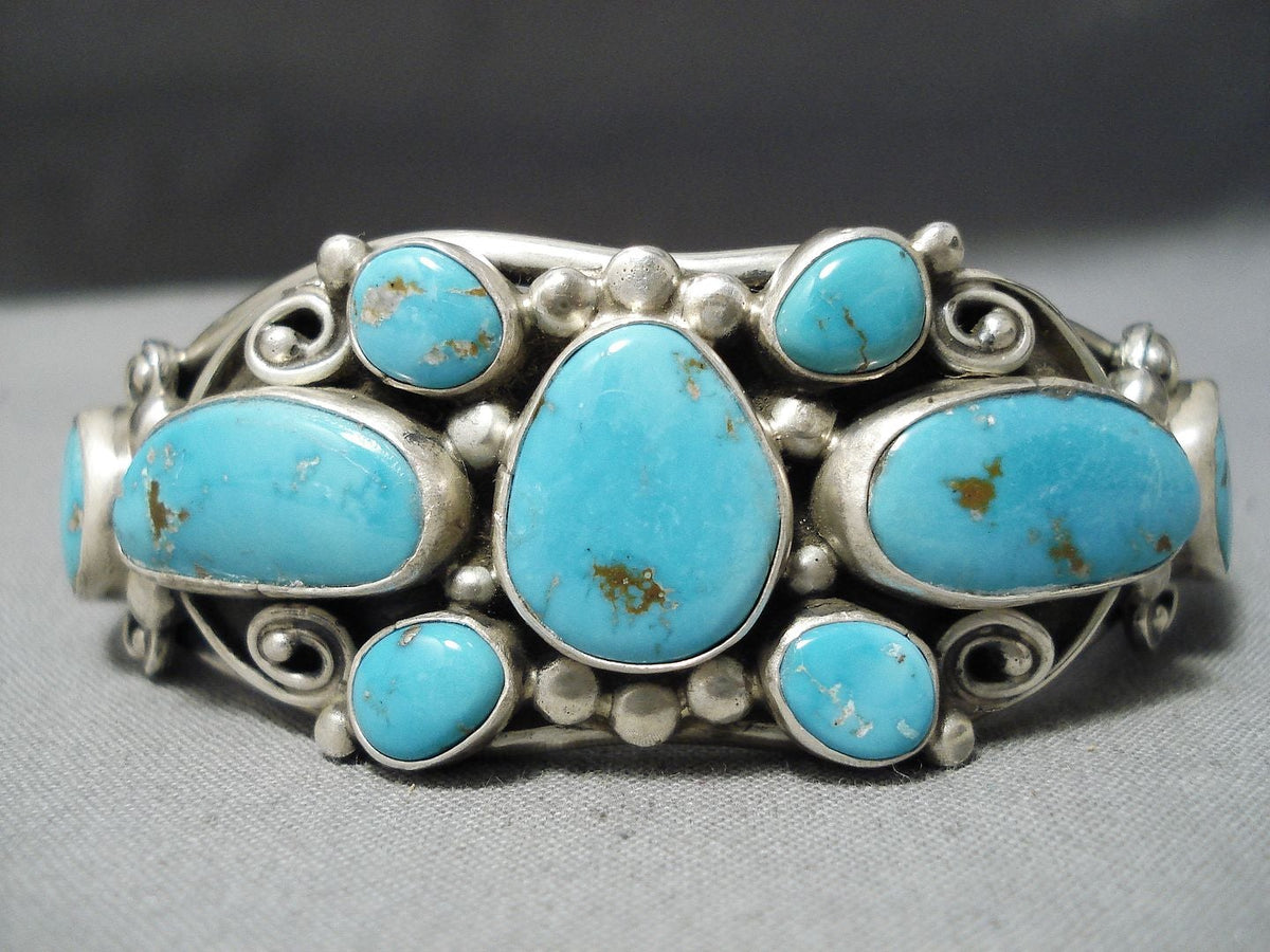 Important Verdy Jake Native American Navajo Blue Gem Turquoise Sterlin ...