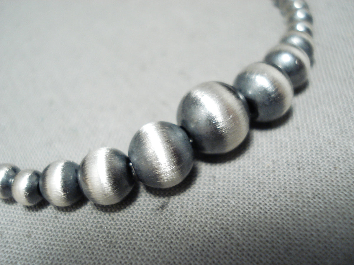 Incredible Hand Tooled Native American Sterling Silver Bead Necklace ...