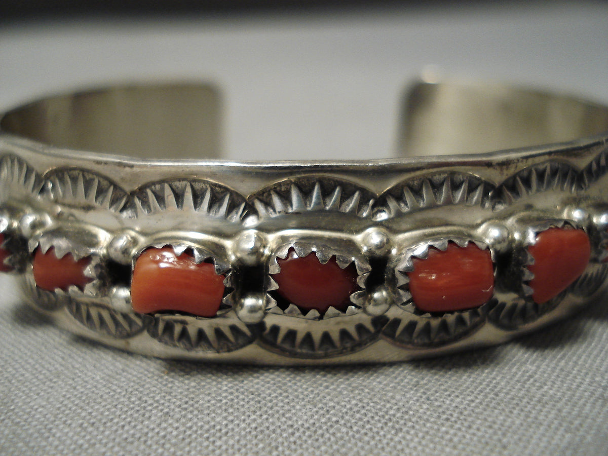 Incredible Jerry Bahe Vintage Native American Navajo Coral Sterling Si ...
