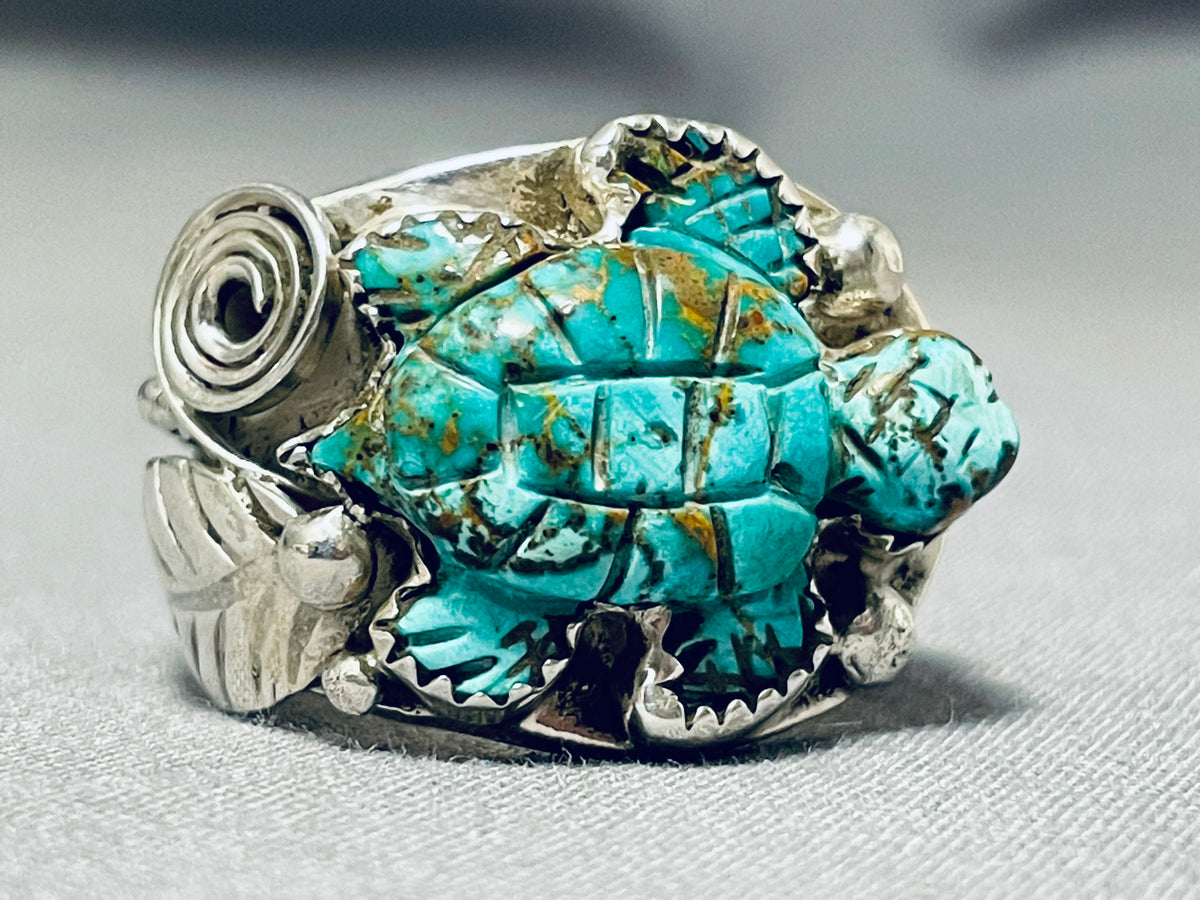 Native American Important Francisco Gomez Hand Carved Turtle Turquoise ...