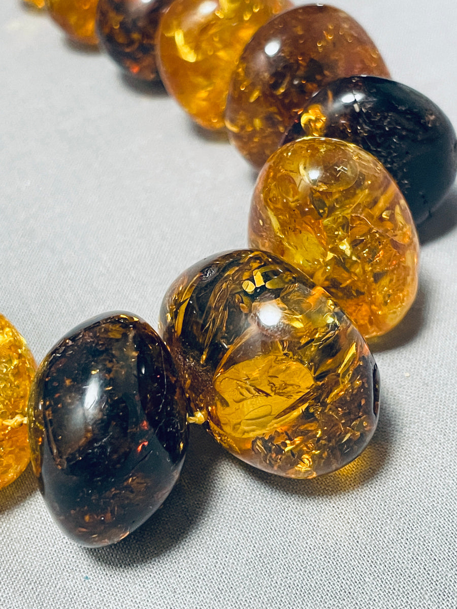 Native American One Of The Most Chunky Ancient Tree Sap Navajo Sterlin ...