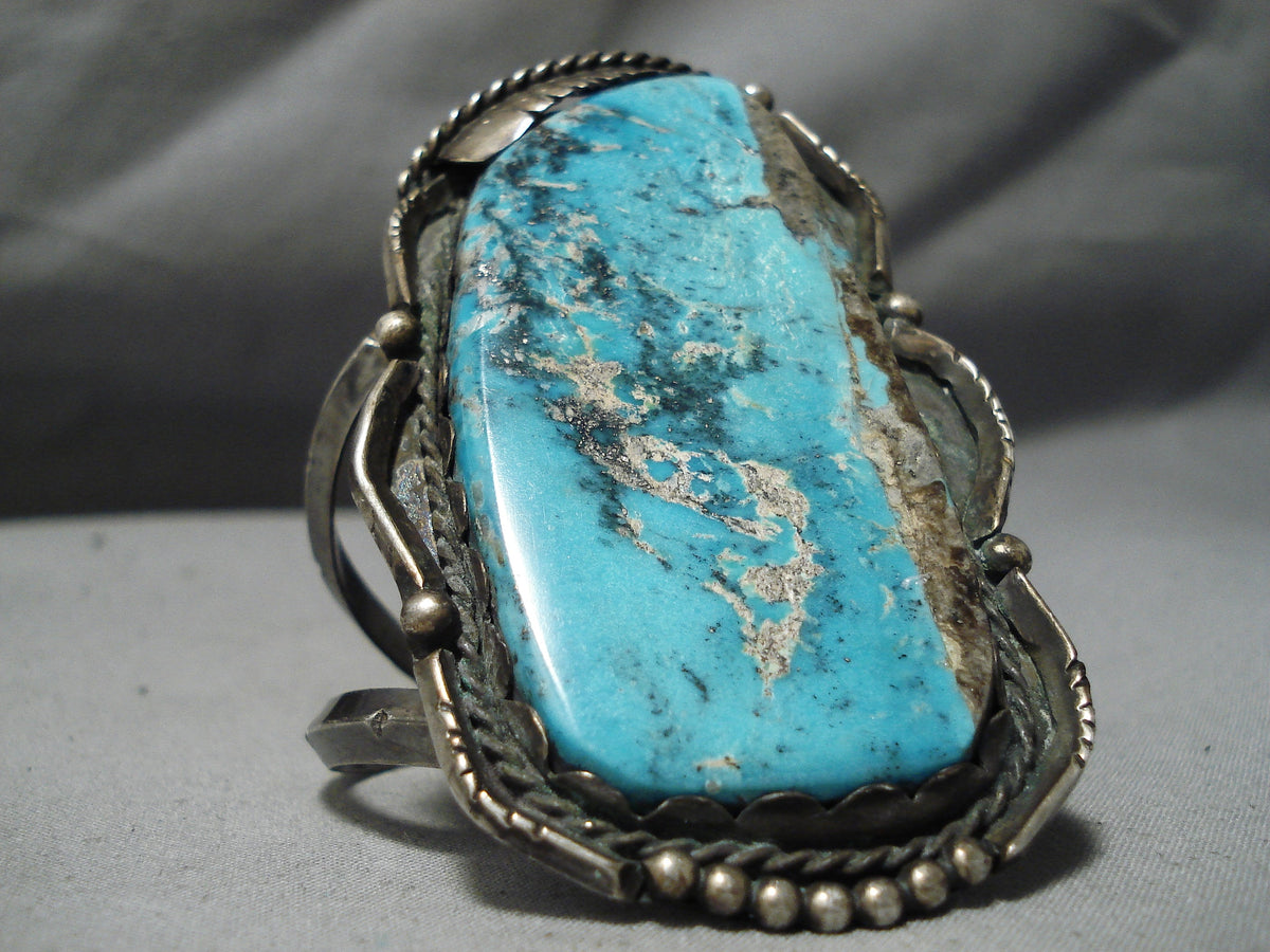 One Of The Best Vintage Native American Navajo Slab Turquoise Sterling ...
