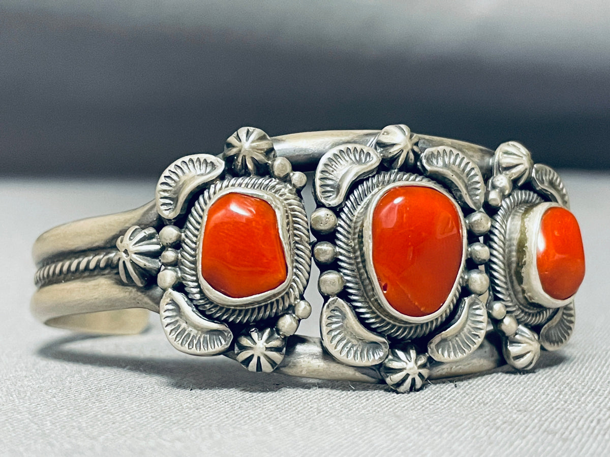Randy Boyd Vintage Native American Navajo Chunky Coral Sterling Silver ...