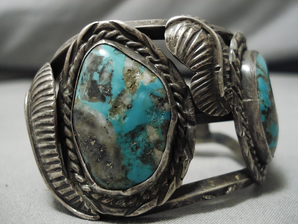 Rare Older Vintage Native American Navajo Gilbert Turquoise Sterling S ...