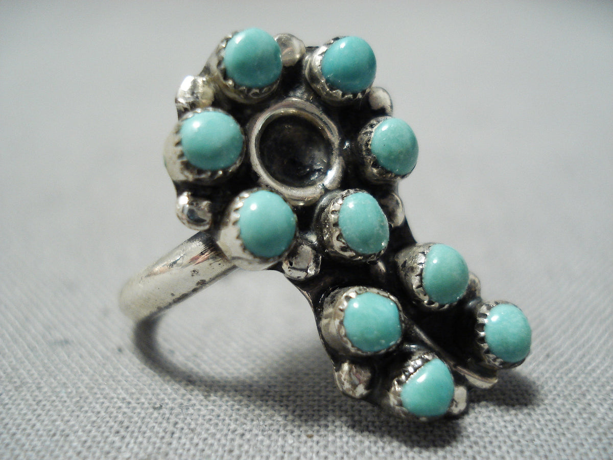 Snake Eyes Turquoise Vintage Native American Navajo Sterling Silver Fl ...