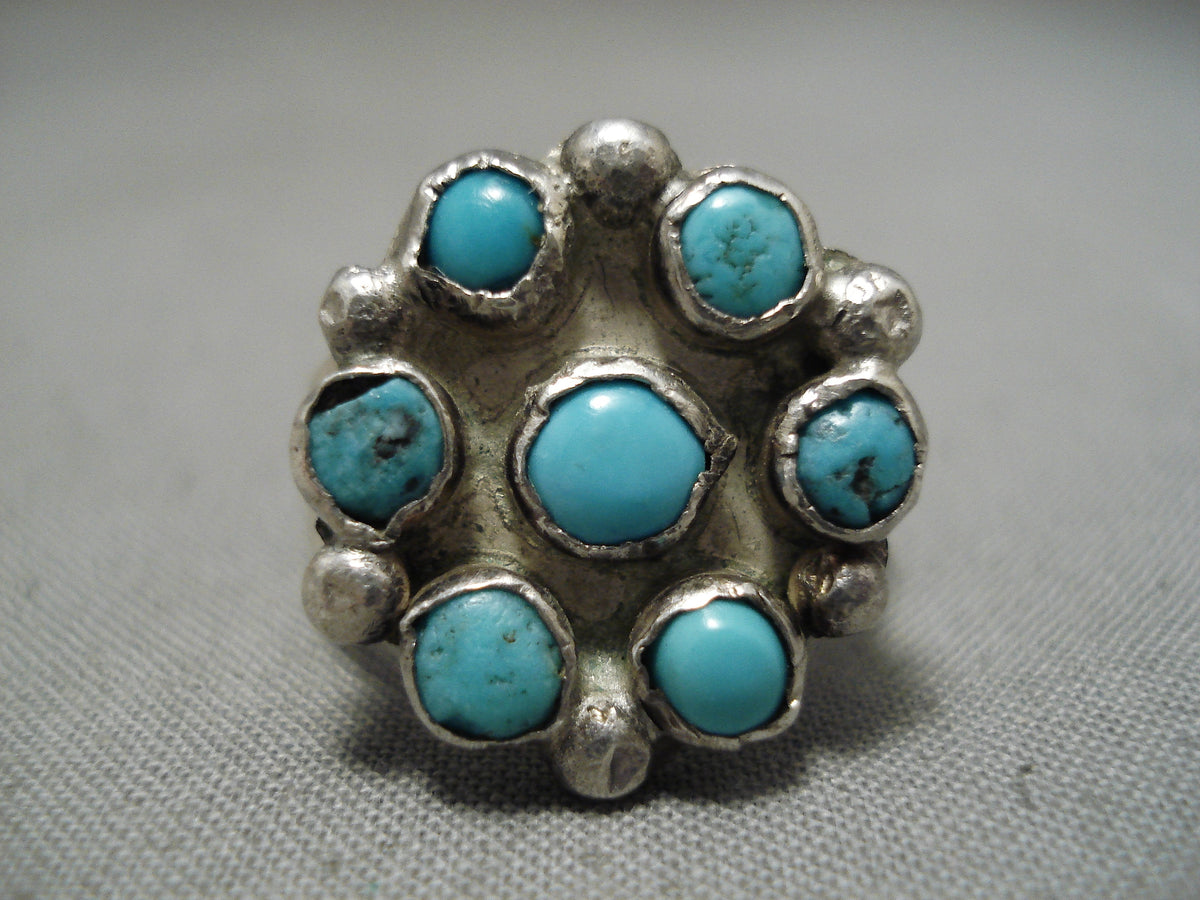 Snake Eyes Turquoise Vintage Navajo Sterling Silver Native American Ri ...