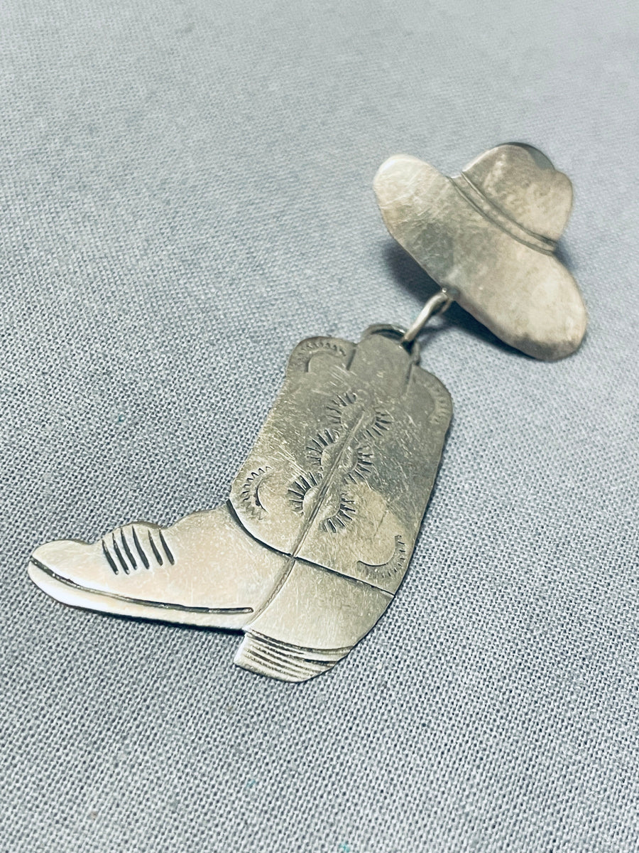 Superb Vintage Native American Navajo Sterling Silver Cowboy Boot Tie ...