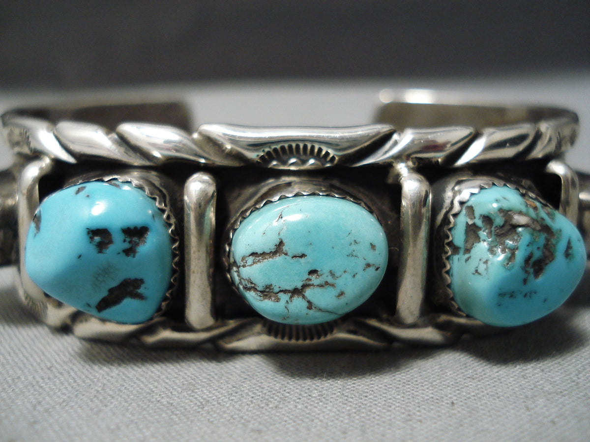 Superior Rare Vintage Native American Hopi Turquoise Sterling Silver W ...