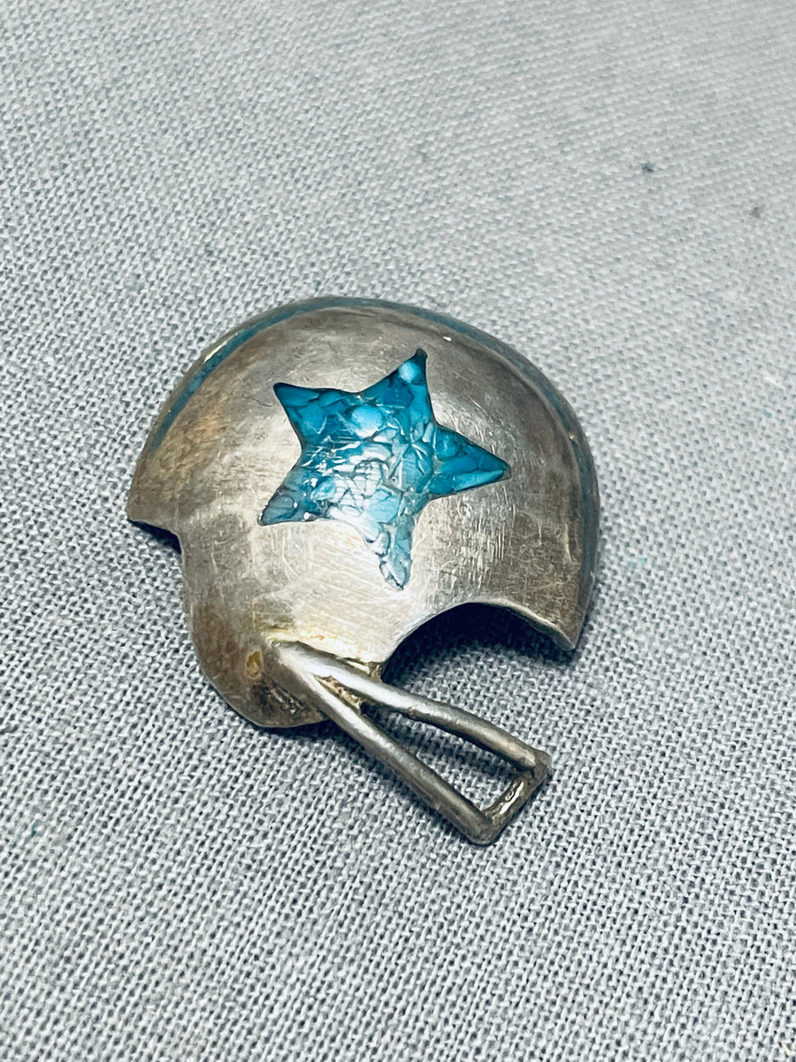 Unique Native American Navajo Vintage Turquoise Chip Inlay Sterling Si ...