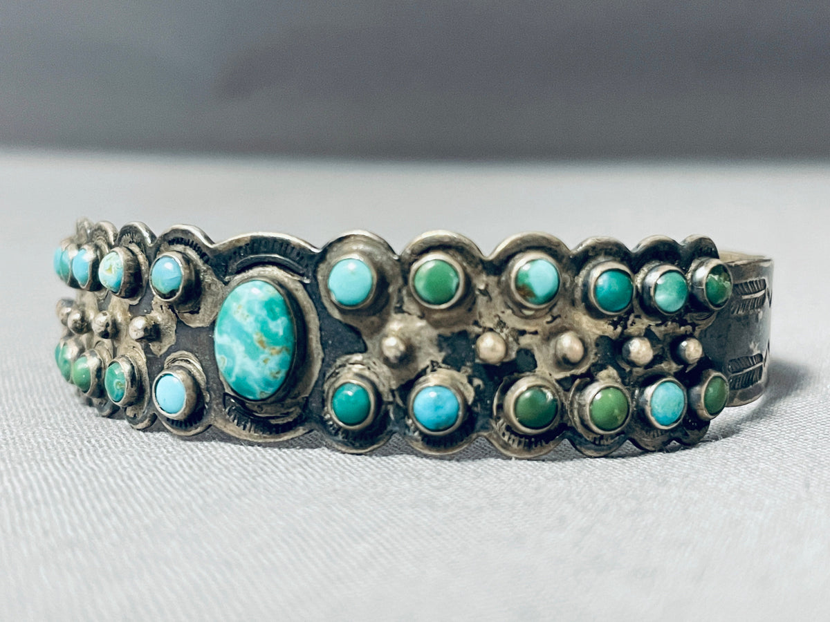 Very Early Old Vintage Native American Navajo Snake Eyes Turquoise Ste ...