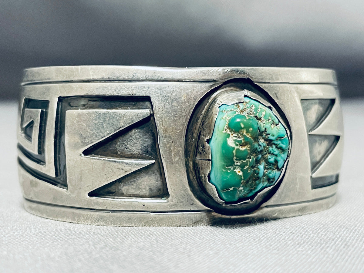 Very Unique Vintage Hopi Native American Navajo Green Turquoise Sterli ...