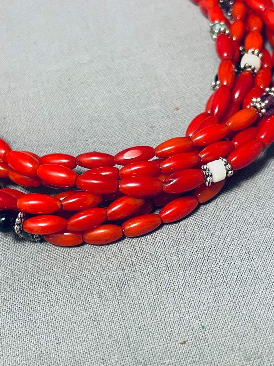 Football Coral Singer Family Native American Navajo Sterling Silver Ne ...