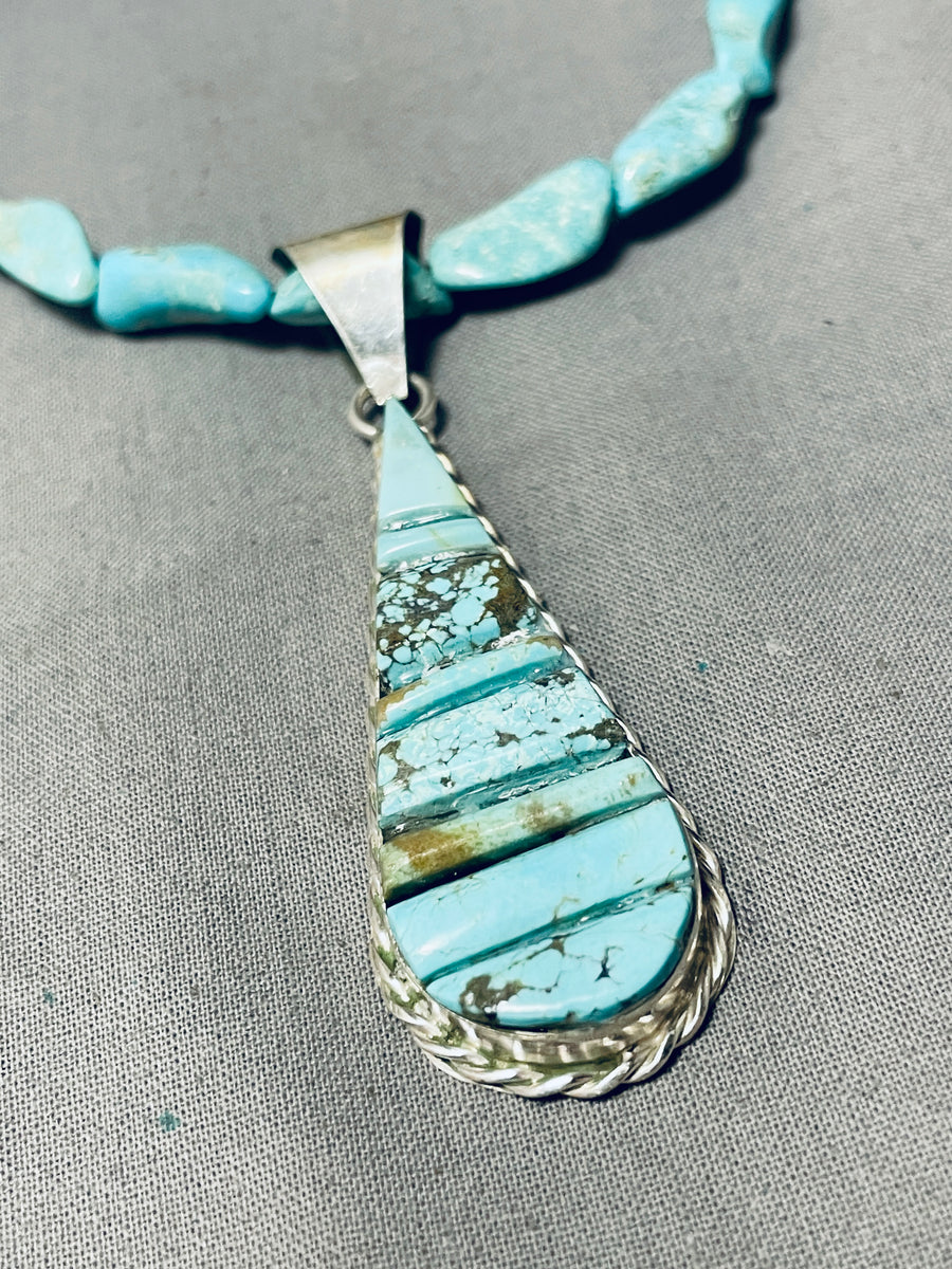 Beautiful Native American Navajo Turquoise Inlay Sterling Silver Teard ...