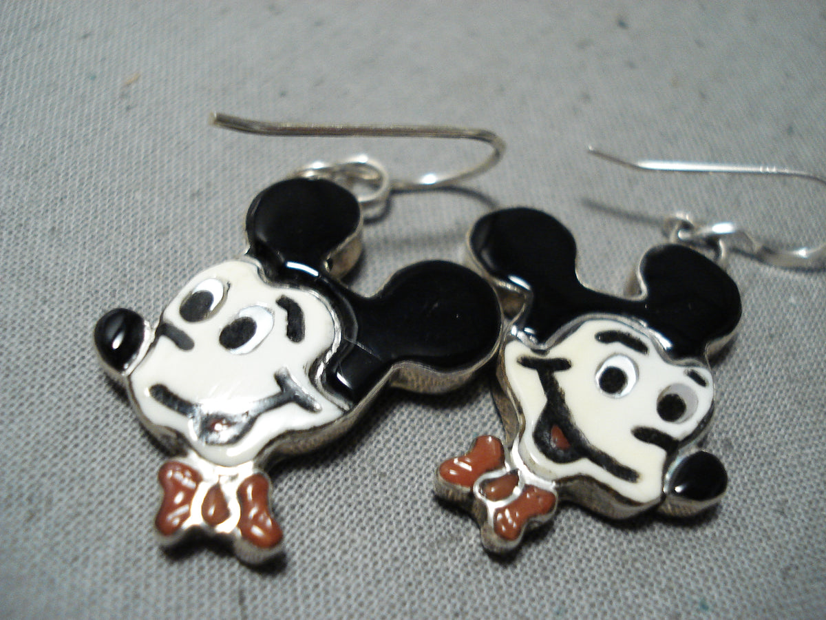 Fabulous Native American Zuni Inlay Coral Jet Sterling Silver Mickey M ...