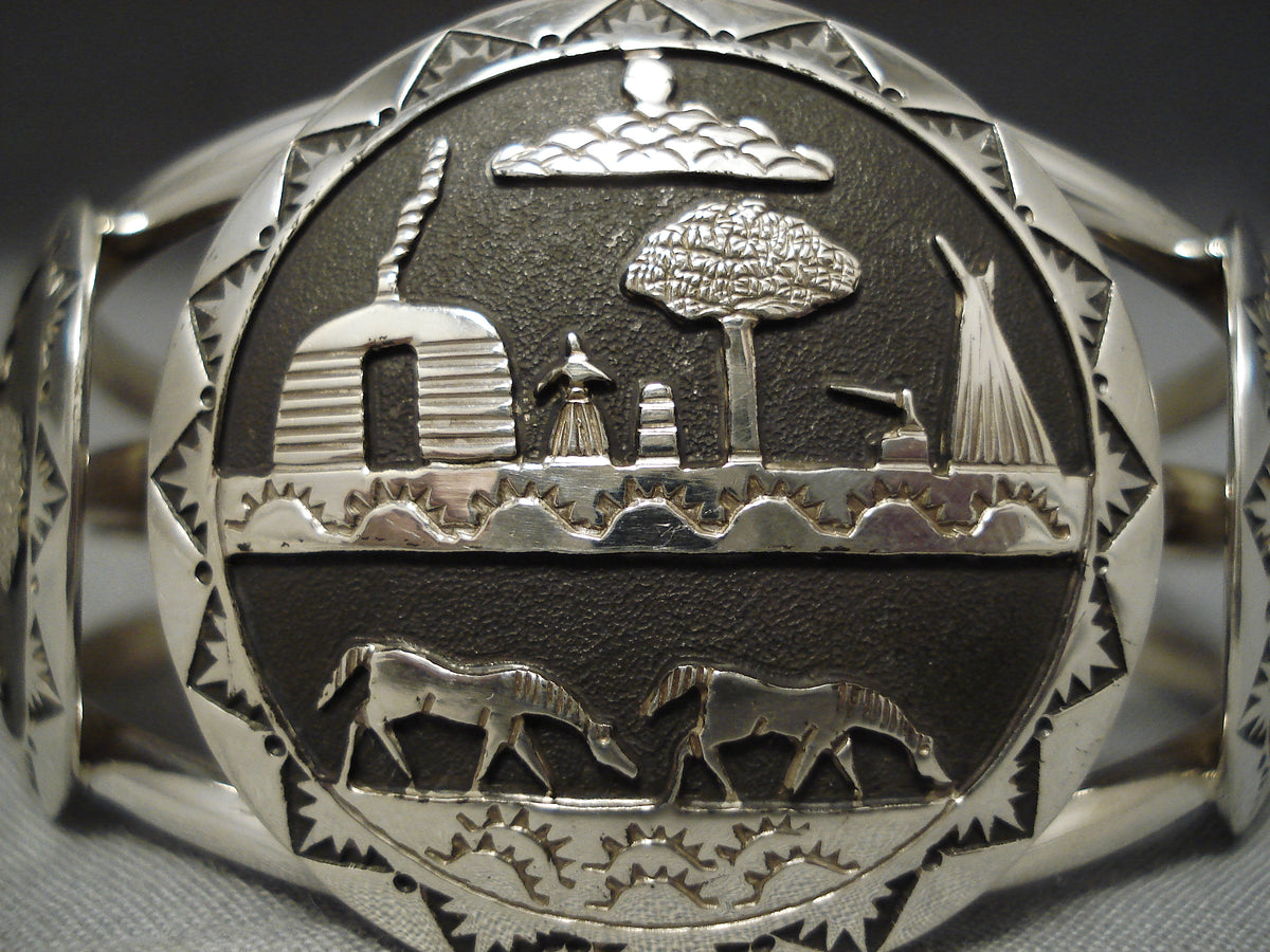 Detailed!! Intricate Native American Navajo Sterling Silver Memory Bra ...